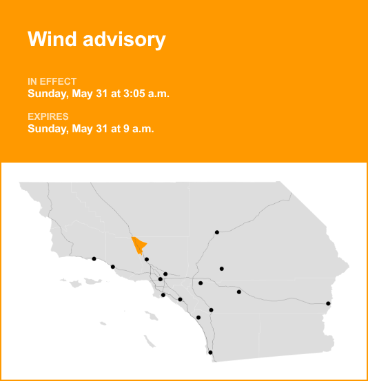 Wind advisory issued for 5 Freeway corridor near Santa Clarita until ...